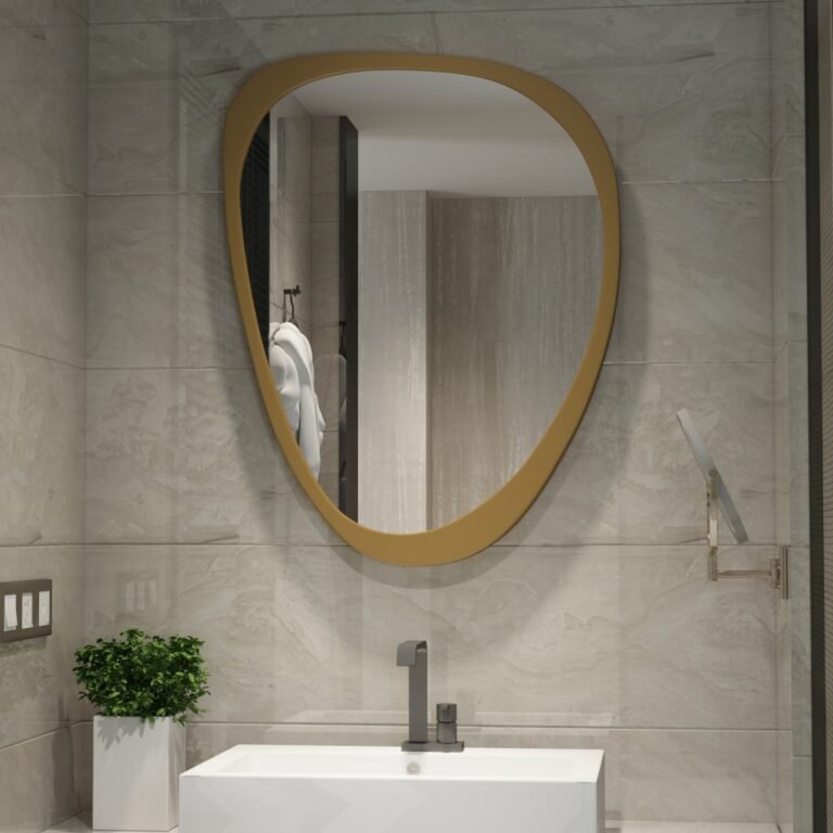 Mid Century Asymmetrical Black Mirror, Irregular Vanity Mirror - Merit Home