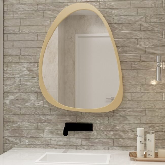 Mid Century Asymmetrical Black Mirror, Irregular Vanity Mirror - Merit Home